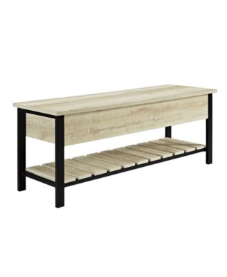 Walker Edison 48" Open-Top Storage Bench with Shoe Shelf - White Oak ...