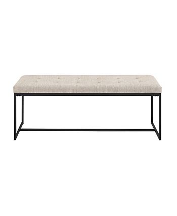 Walker Edison 48" Upholstered Bench with Metal Base - Tan - Macy's