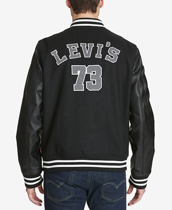 Levi's Mixed Media Varsity Jacket With Logo - Macy's