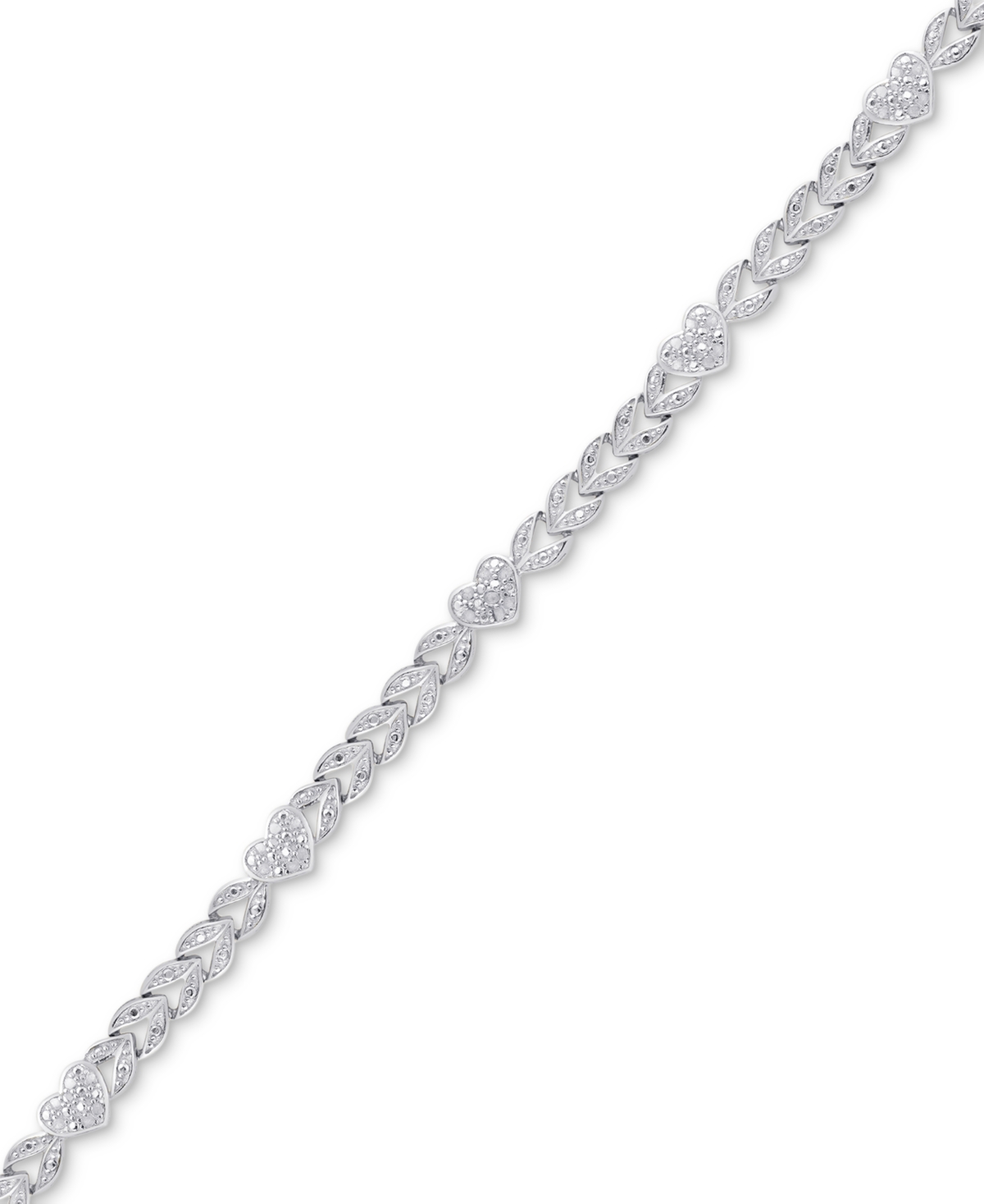 Click here for Diamond Accent Leaf & Heart Link Bracelet in Silve... prices