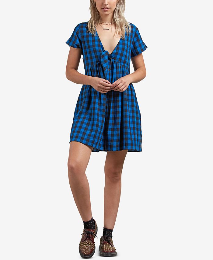 Volcom Juniors' Check Out Time Cotton Gingham Dress - Macy's
