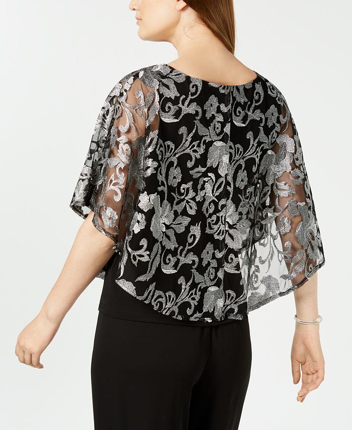 Connected Embroidered Capelet Top - Macy's