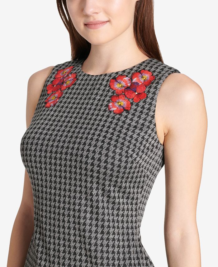 Tommy Hilfiger Embroidered Houndstooth Sheath Dress - Macy's