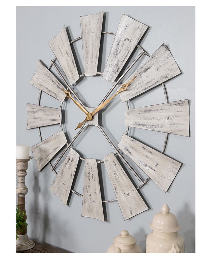 Aspire Home Accents Farmhouse Windmill Wall Clock - White - Macy's