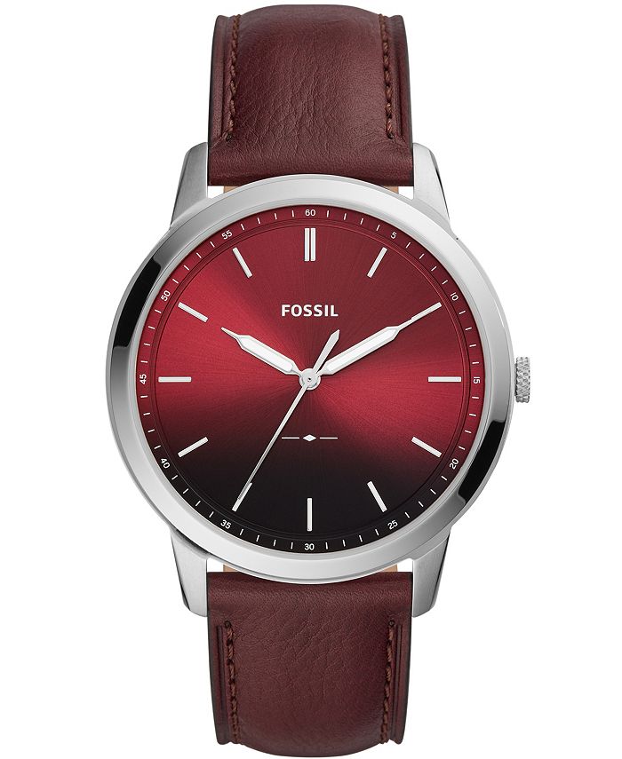 Fossil Men's Minimalist Red Leather Strap Watch 44mm - Macy's