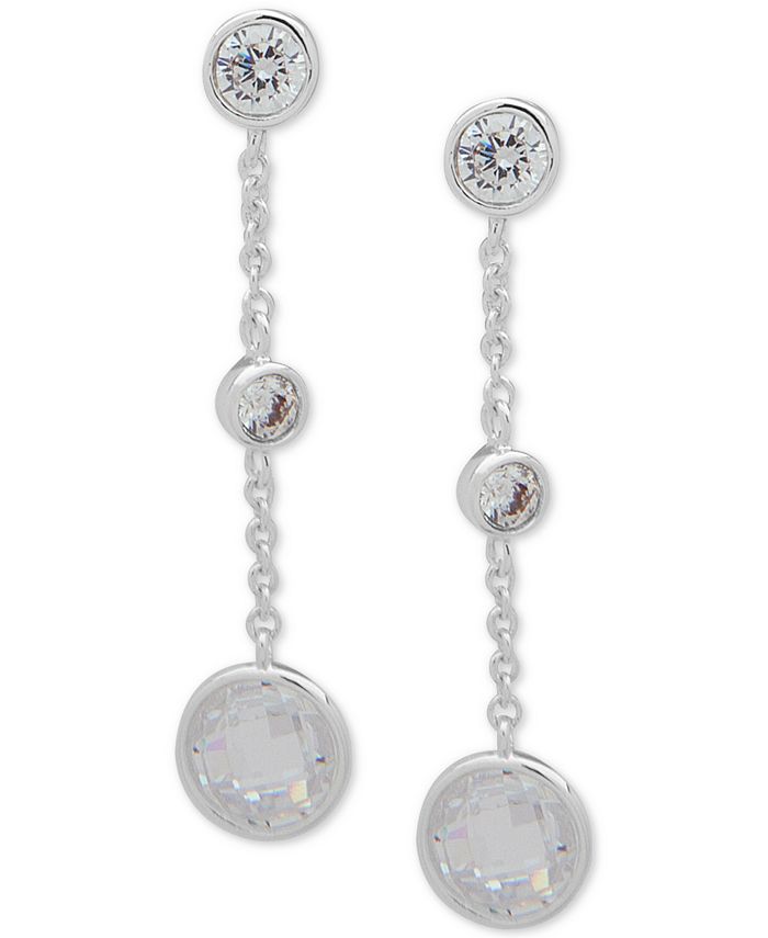 Lauren Ralph Lauren Silver-Tone Crystal Linear Drop Earrings - Macy's