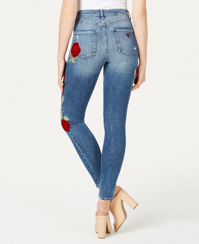 GUESS 1981 Velvet-Rose Ripped Skinny Jeans - Macy's