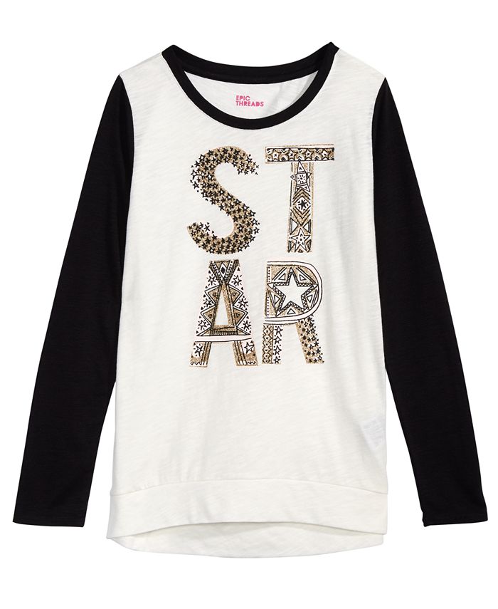 Epic Threads Big Girls Long-Sleeve Graphic-Print T-Shirt, Created for ...