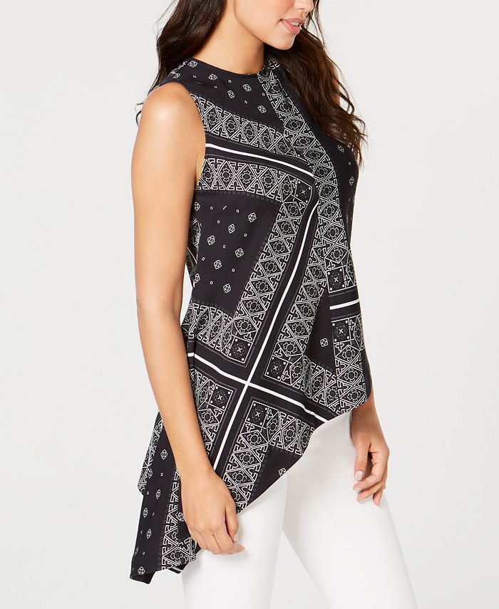 Calvin Klein Jeans Printed Asymmetrical Top - Macy's