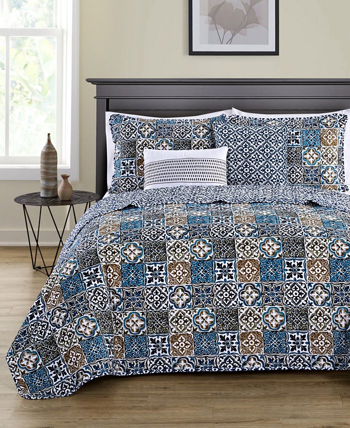 VCNY Home Azau Reversible 5-Pc. Queen Quilt Set - Macy's