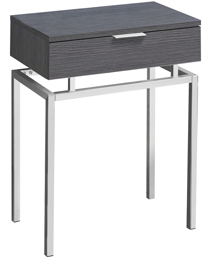 Monarch Specialties Chrome Metal 24"H Side Accent Table in Grey - Macy's