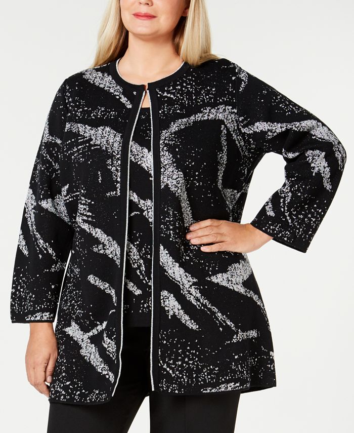 Kasper Plus Size Metallic Sweater Topper - Macy's