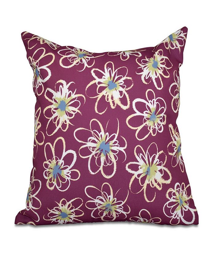 E by Design Penelope Floral 16 Inch Purple and Light Blue Decorative ...