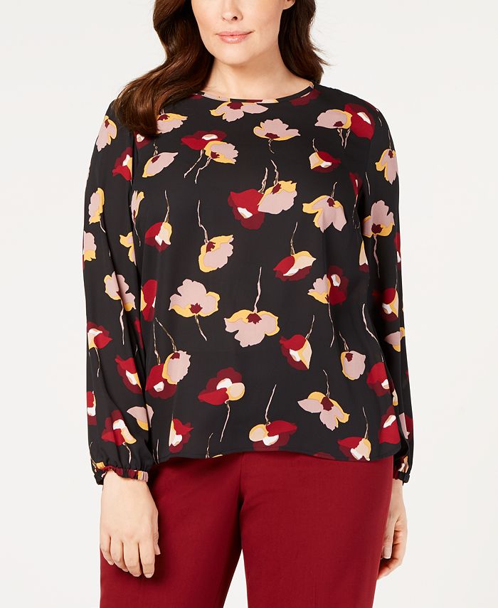 Nine West Plus Size Floral-Print Top - Macy's
