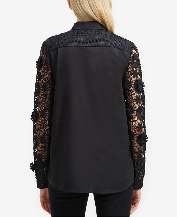 French Connection Lace-Front Shirt - Macy's