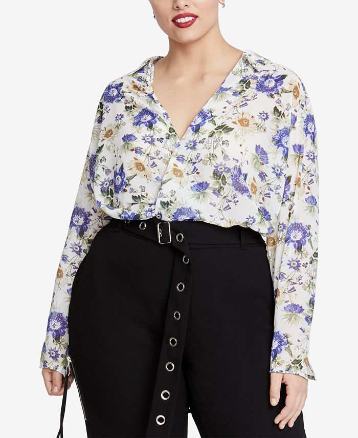 RACHEL Rachel Roy Trendy Plus Size Floral-Print Top - Macy's
