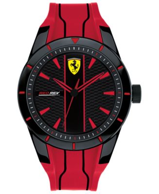Ferrari Men's Red Rev Red Silicone Strap Watch 44mm - Macy's