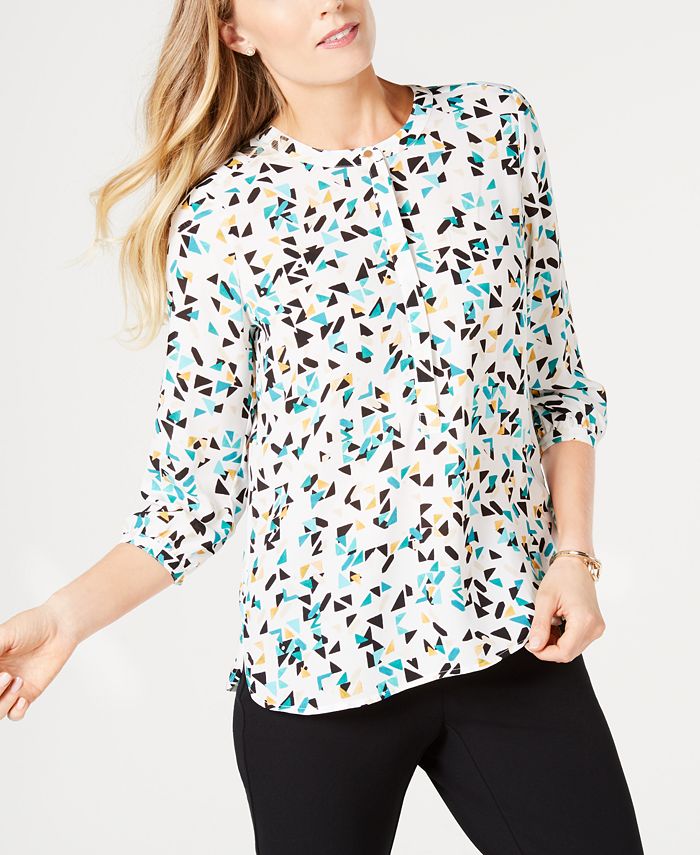 JM Collection Printed Pleated-Back Blouse, Created for Macy's - Macy's