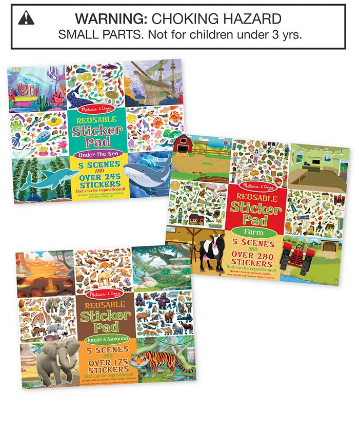 Melissa and Doug Melissa & Doug Reusable Sticker Pad Jungle, Farm ...