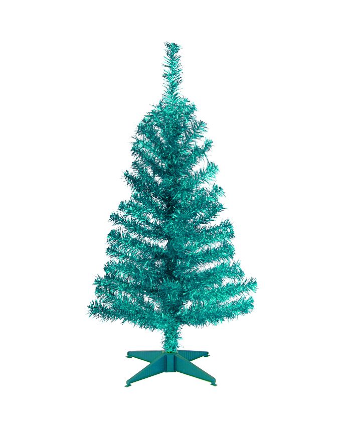 National Tree Company National Tree 3 ft.Turquoise Tinsel Tree - Macy's