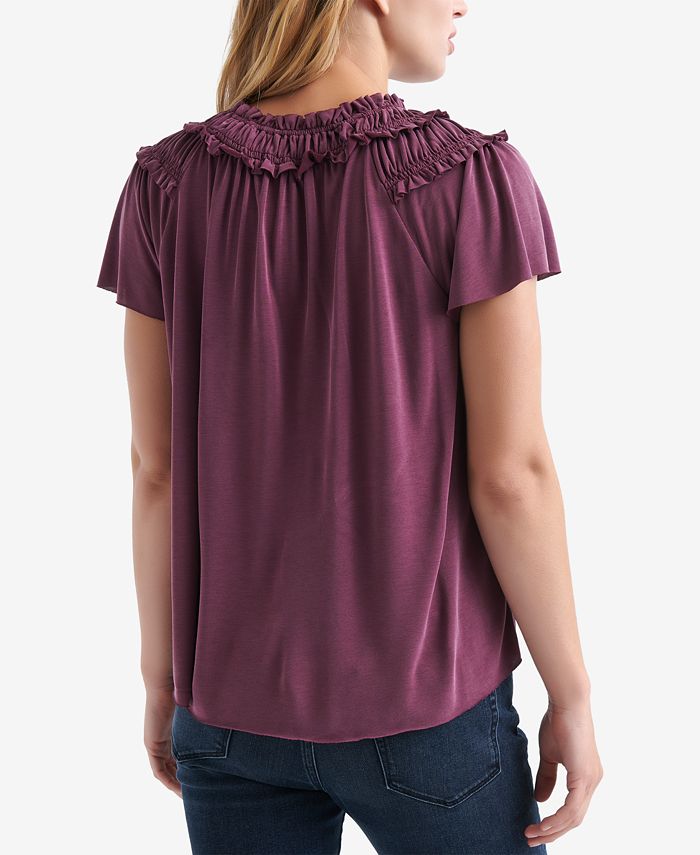 Lucky Brand Smocked Flutter-Sleeve Top - Macy's