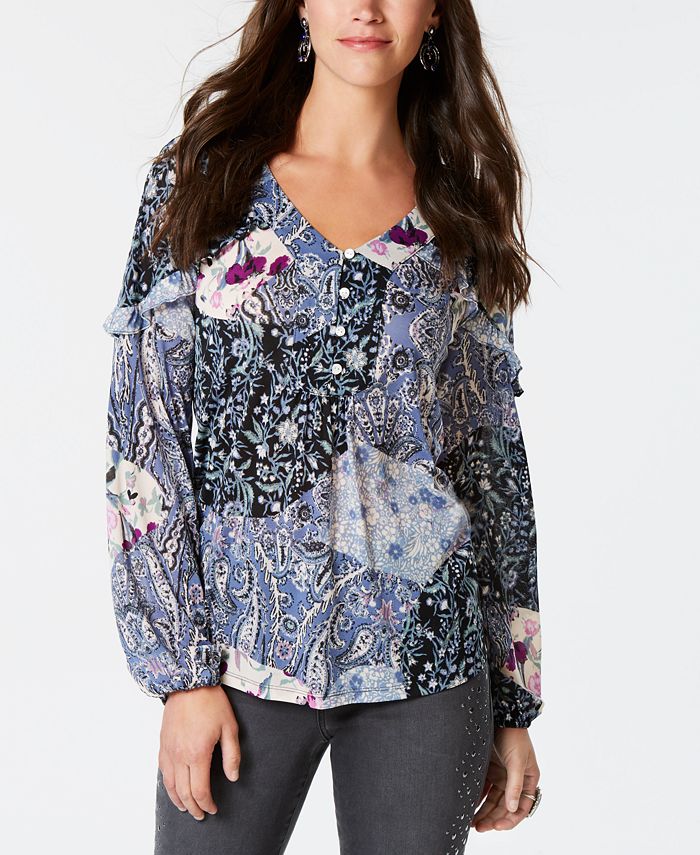 Style & Co Printed Prairie Top, Created for Macy's - Macy's