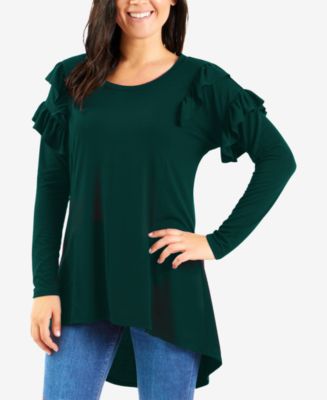 NY Collection Ruffled High-Low Top - Macy's
