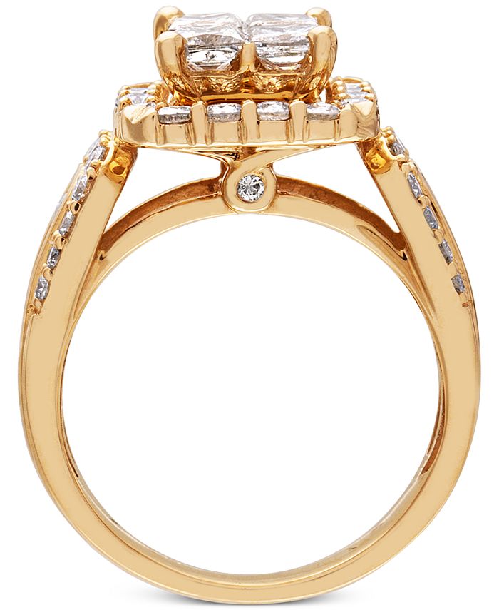Macy's Diamond Princess Cluster Engagement Ring (2 ct. t.w.) in 14k ...