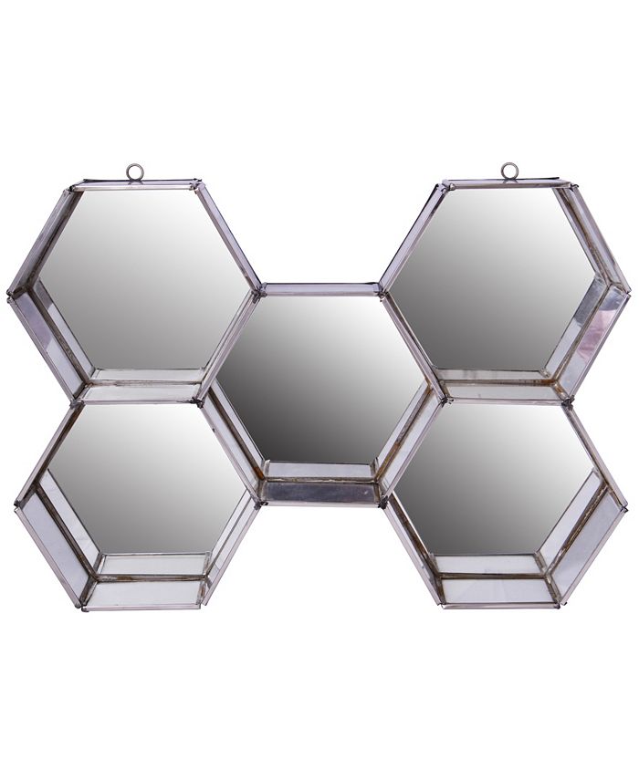 AB Home Nico Hexagon Metal And Glass Wall Mirror Display - Macy's