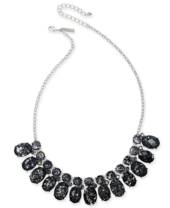 INC International Concepts I.N.C. Silver-Tone Crystal & Stone Collar ...