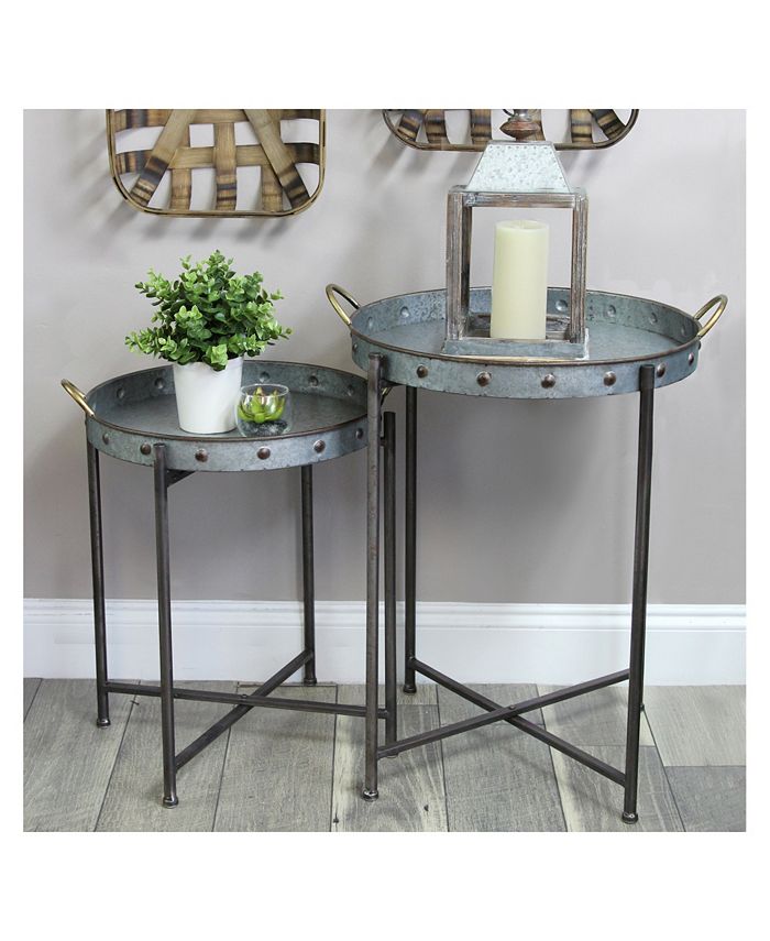 Stratton Home Décor Stratton Home Decor Set of 2 Metal Tray Tables - Macy's