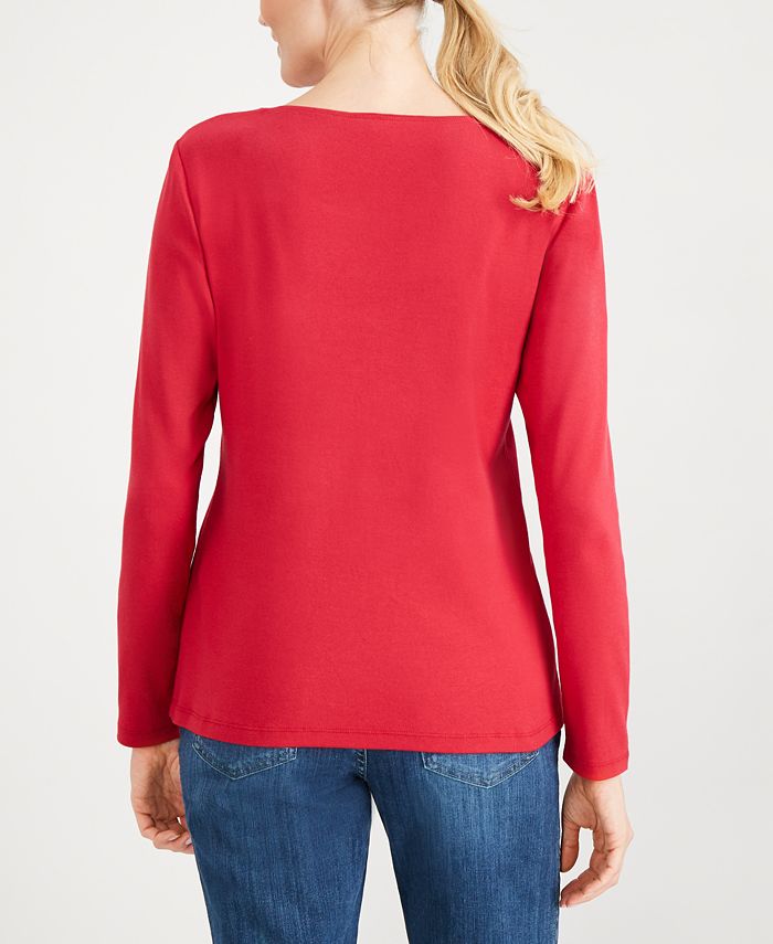 Karen Scott Cotton Holiday-Reindeer Top, Created for Macy's - Macy's