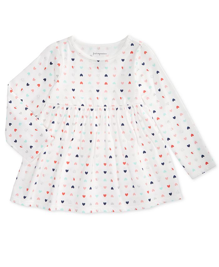 First Impressions Baby Girls Colorful Heart-Print Cotton Tunic, Created ...