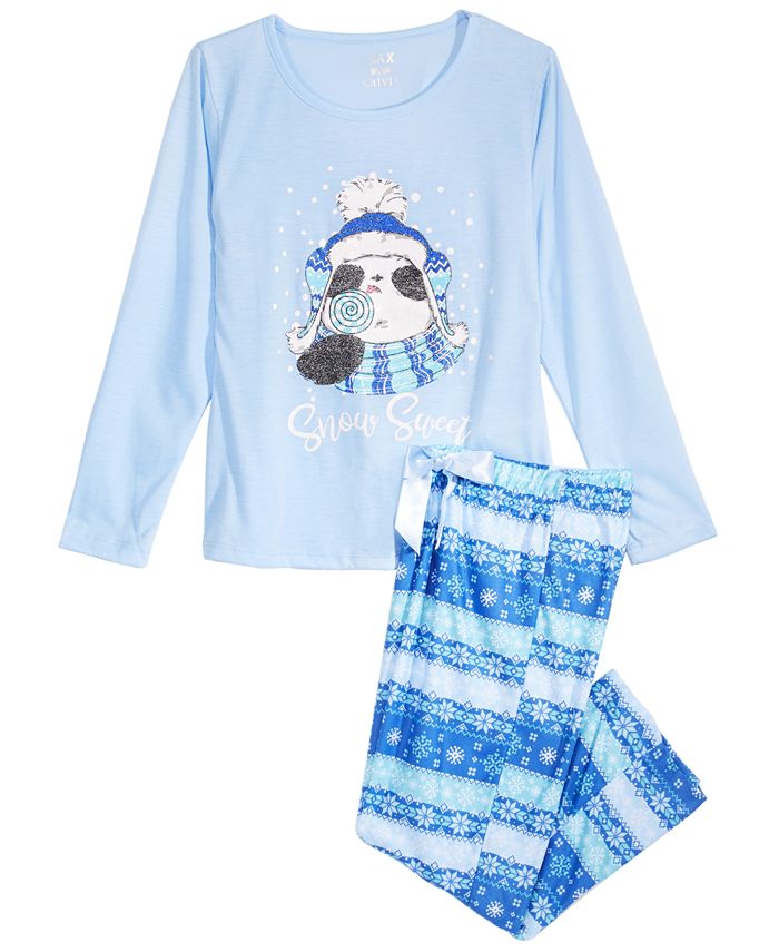 Max & Olivia Big Girls 2-Pc. Snow Sweet Pajama Set, Created for Macy's ...