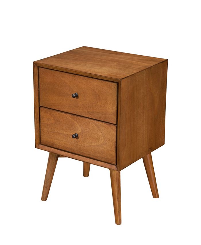 Alpine Furniture Two-Drawer Accent Table, Acorn Finish - Macy's
