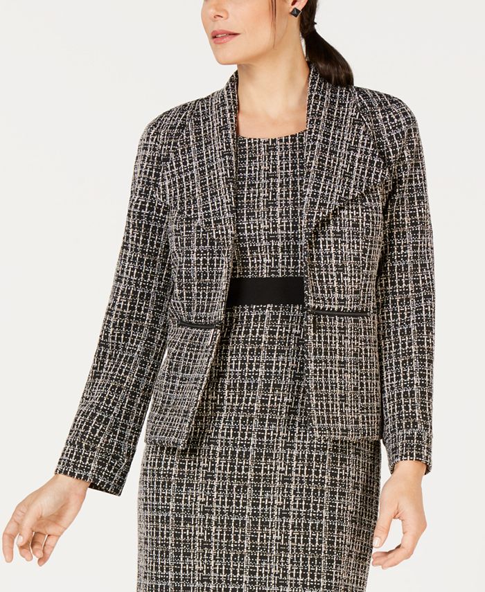 Kasper Tweed Zipper-Side Blazer - Macy's