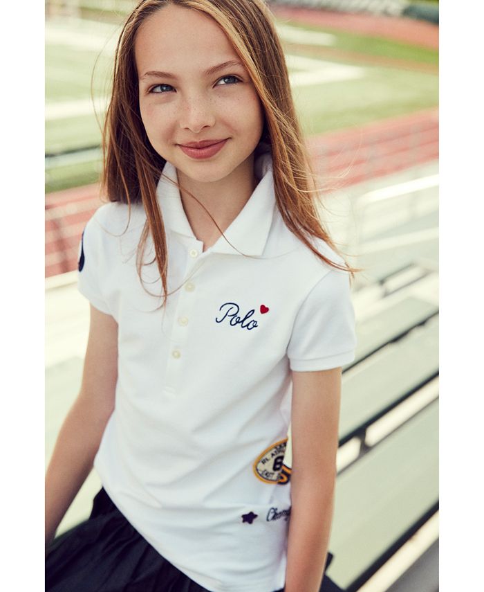 Polo Ralph Lauren Big Girls Patchwork Stretch Piqué Polo Shirt - Macy's