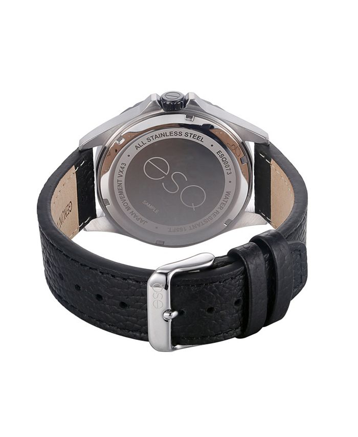 ESQ Men's Stainless Steel Watch, Black Dial, Day and Date Windows - Macy's
