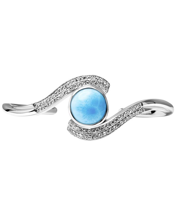 Marahlago Larimar & White Sapphire (3/8 ct. t.w.) Cuff Bracelet in ...