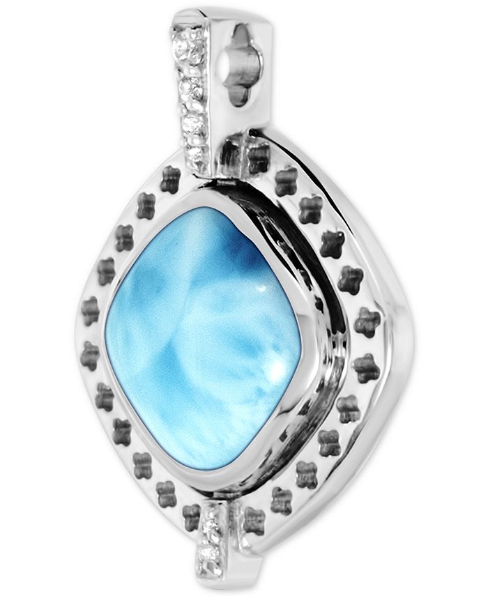 Marahlago Larimar & White Sapphire Accent 21" Pendant Necklace in ...