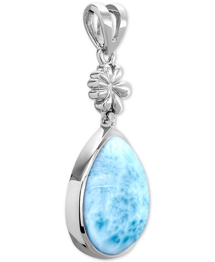Marahlago Larimar & Flower 21" Pendant Necklace in Sterling Silver ...