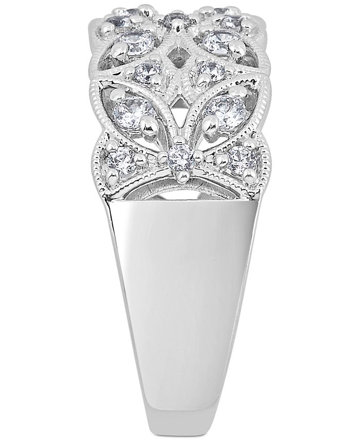 Macy's Diamond Openwork Floral Statement Ring (1/2 ct. t.w.) in 14k ...