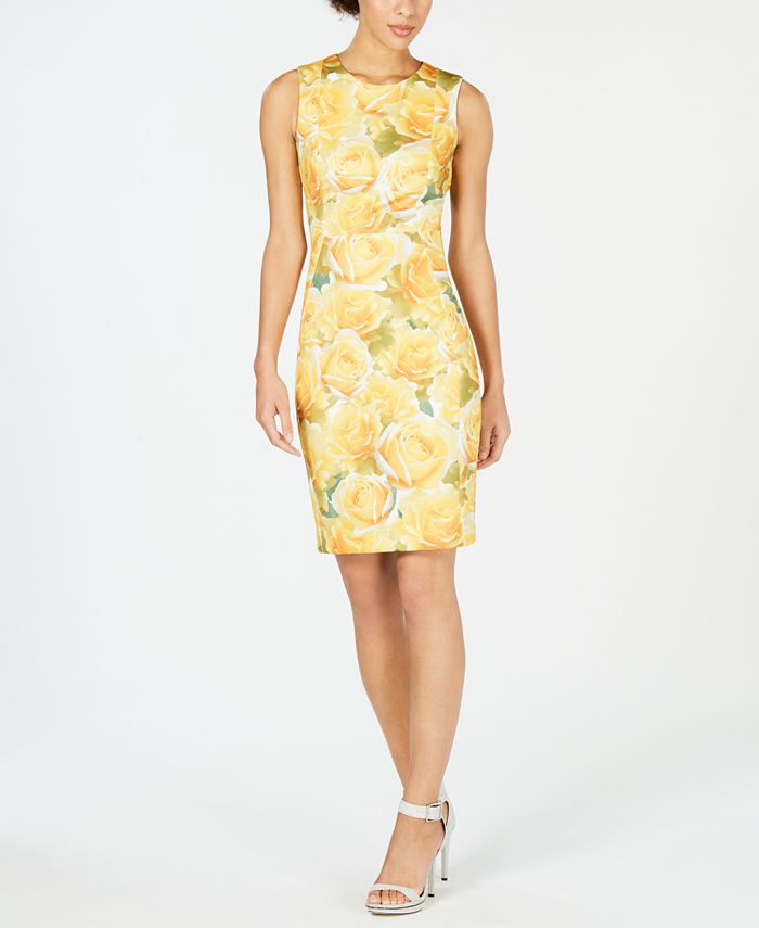 Calvin Klein Floral Printed Sheath Dress - Macy's