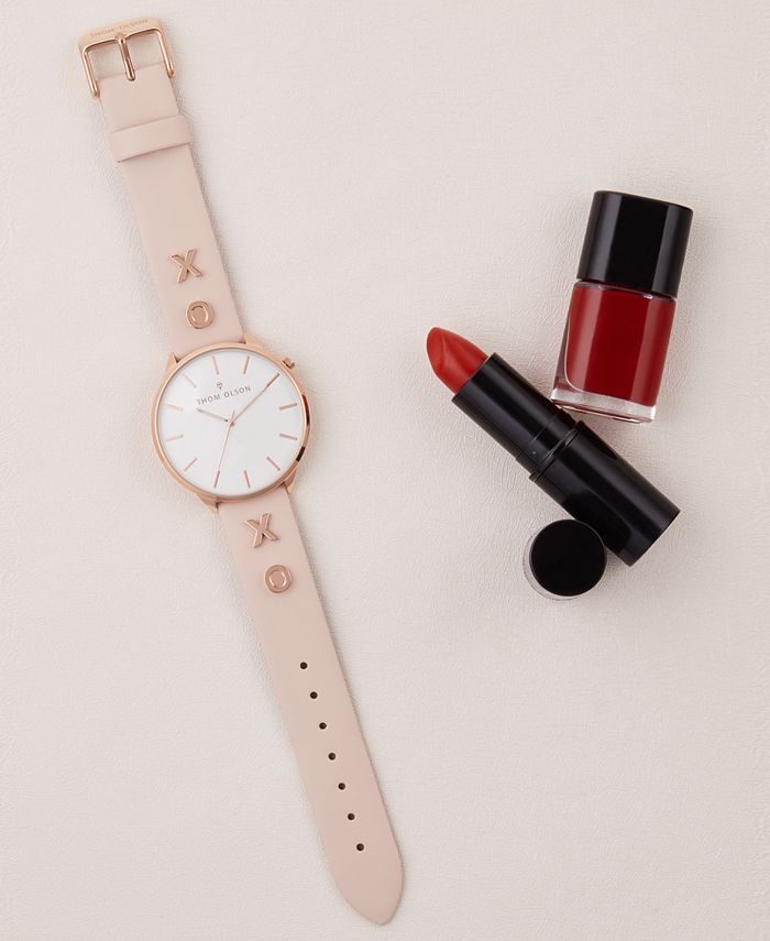 Thom Olson Women's Blush Leather Strap Watch 40mm - Macy's