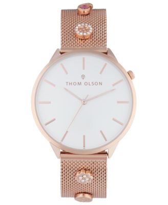 Thom Olson Women's Rose Gold-Tone Mesh Bracelet Watch 40mm - Macy's