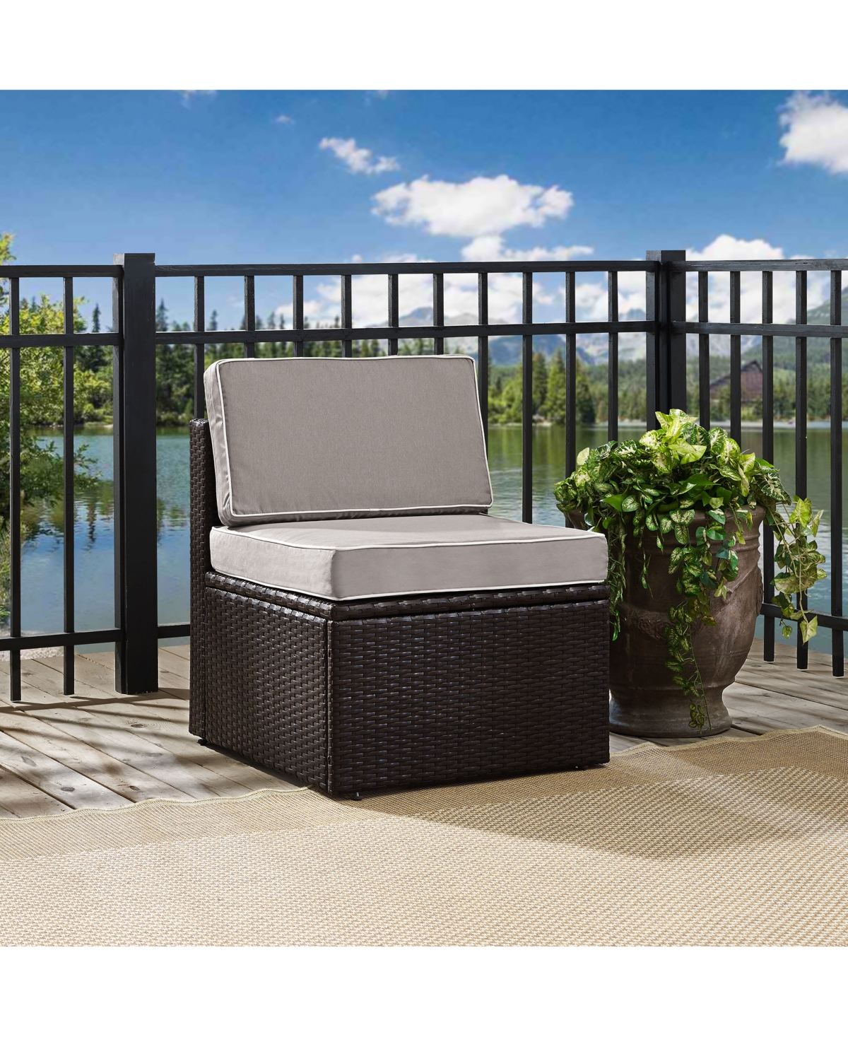 Click here for Palm Harbor Outdoor Wicker Corner Chair With Cushi... prices