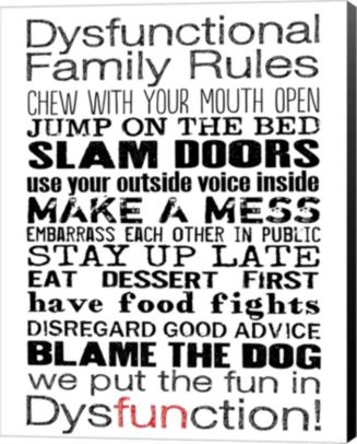 Dysfunctional Family Rules 3 By Louise Carey Canvas Art - Macy's