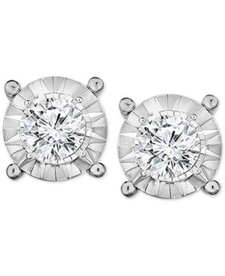 TruMiracle Diamond Stud Earrings (1/2 ct. t.w.) in 14k White Gold ...