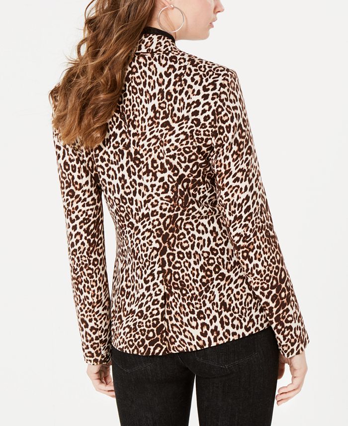 GUESS Stefani Leopard-Print Blazer - Macy's