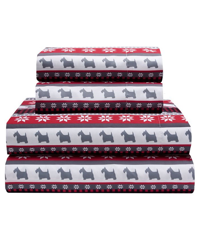Elite Home Microfiber Holiday Print Queen Sheet Set - Macy's